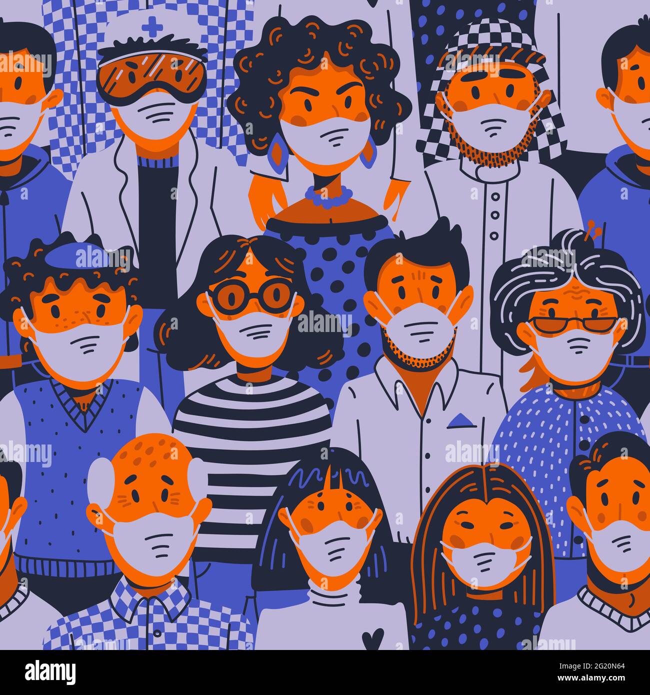 Epidemic seamless pattern. Novel coronavirus covid-19, people in ...