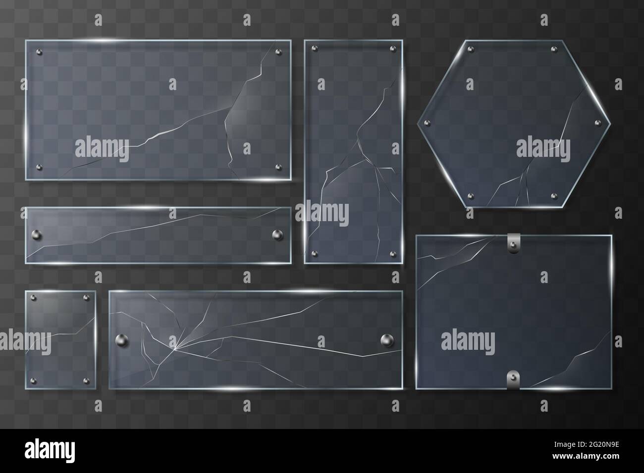 Cracked geometric glass isolated banner. Transparent broken mirrors ...