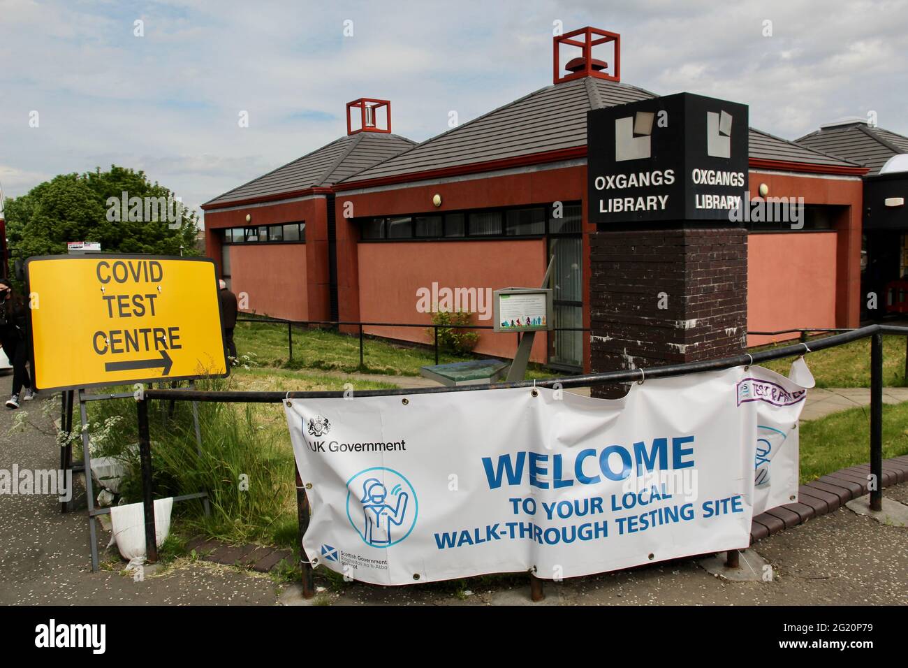 COVID-19 Test Centre Sign and Banner Outside Oxgangs Library in ...