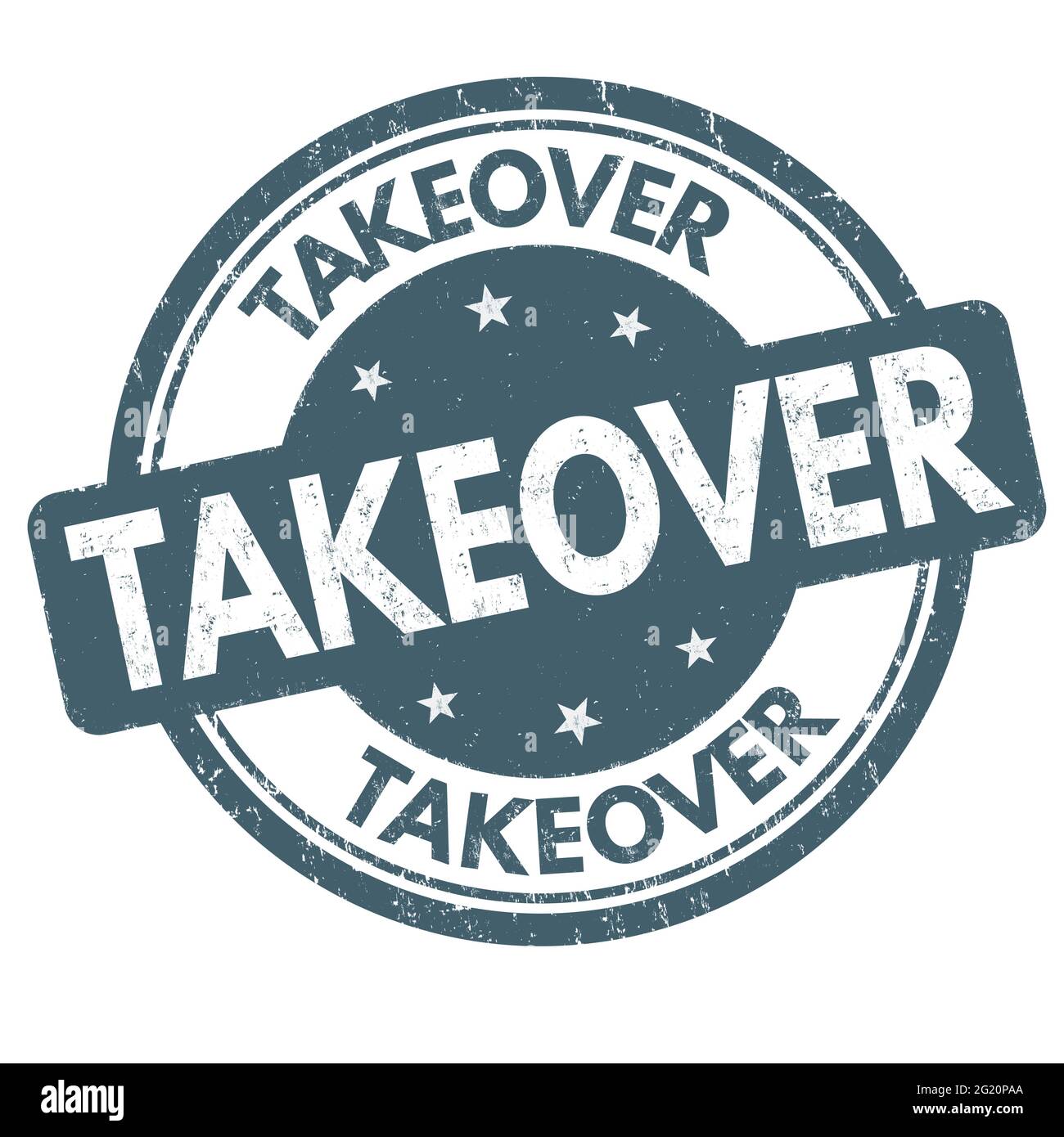 Blue takeover stamp symbol isolated on a white background Stock Photo ...