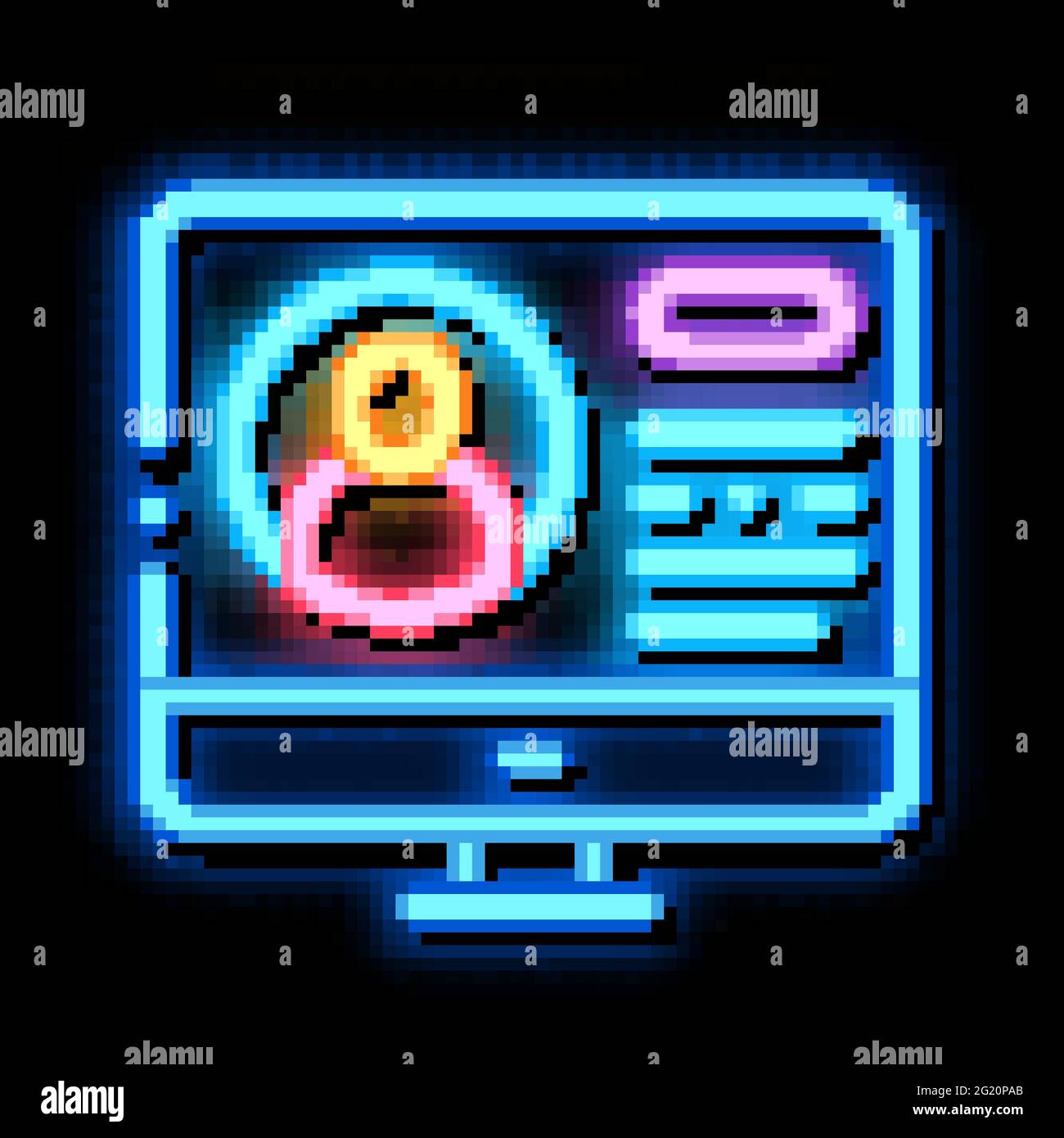 personal computer information about person neon glow icon illustration ...