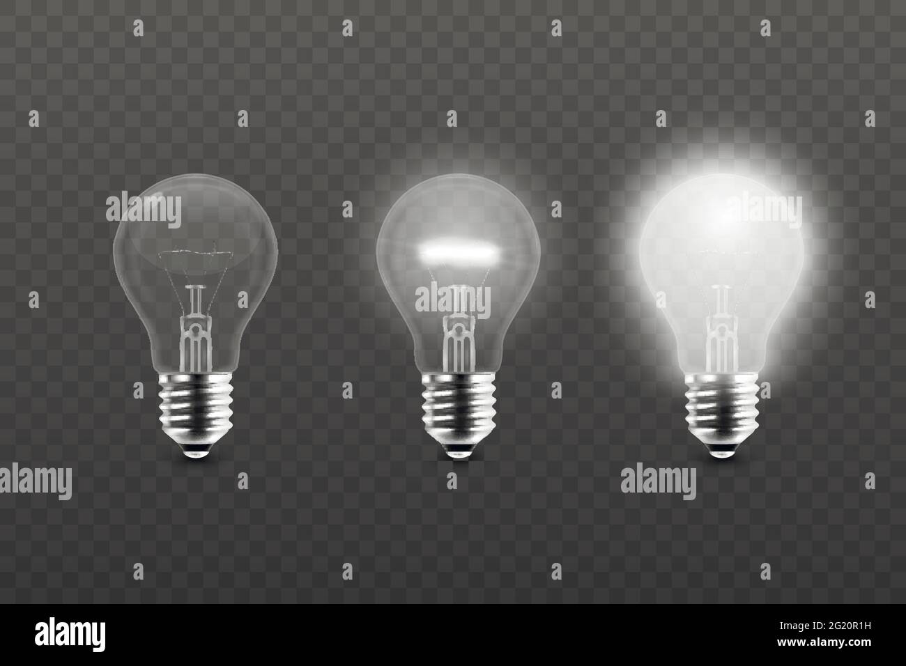 Vector 3d Realistic White Glowing, Turned Off Electric Light Bulb Icon ...