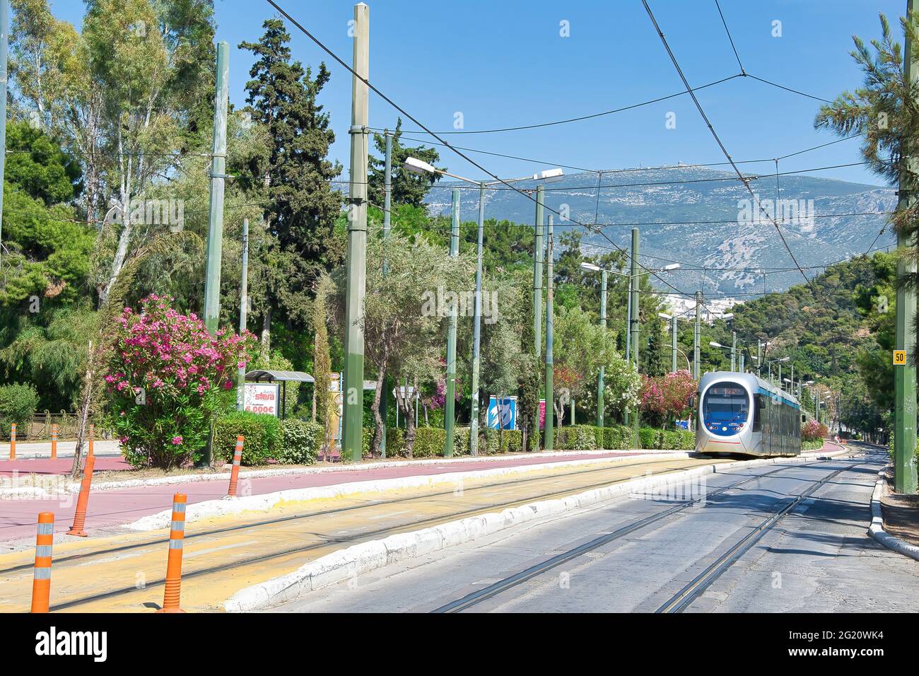 ATHENS, GREECE - May 05, 2021: The Athens Tram is the modern public ...