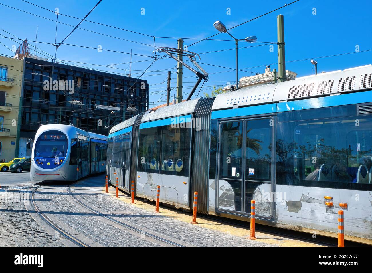 ATHENS, GREECE - May 05, 2021: The Athens Tram is the modern public ...