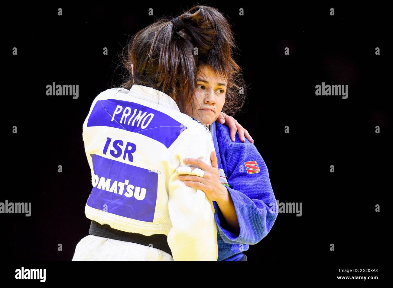 BUDAPEST, HUNGARY - JUNE 7: Gefen Primo of Israel, Diyora Keldiyorova ...