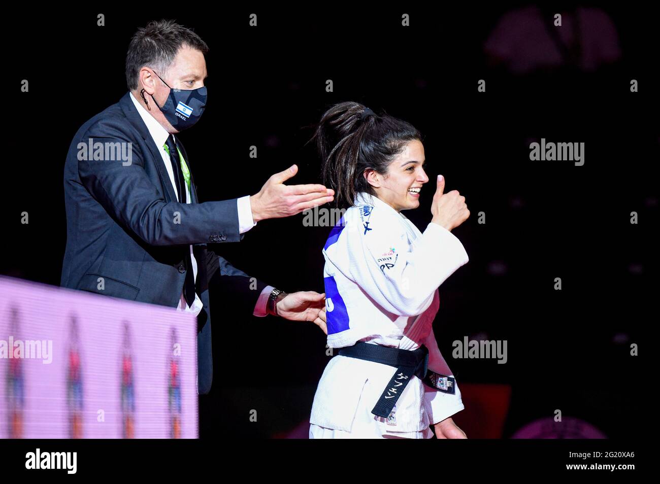 BUDAPEST, HUNGARY - JUNE 7: Gefen Primo of Israel celebrating bronze ...