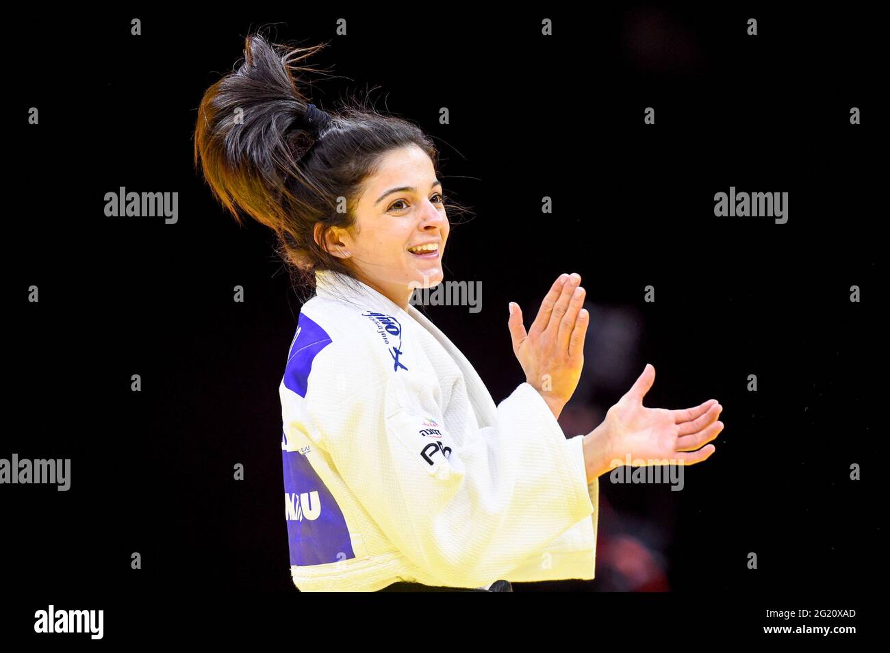 BUDAPEST, HUNGARY - JUNE 7: Gefen Primo of Israel celebrating bronze ...