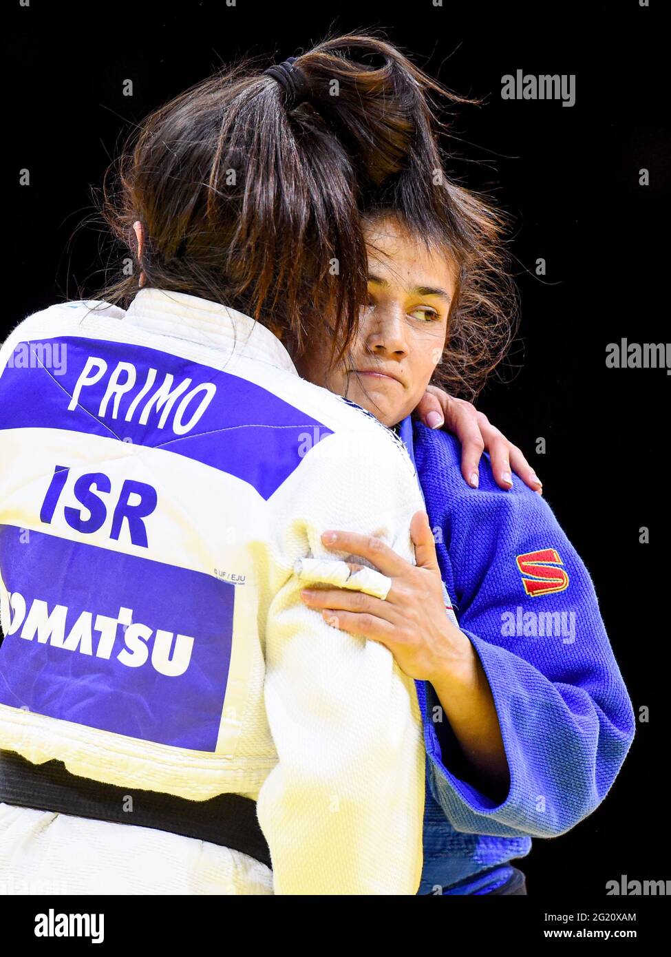 BUDAPEST, HUNGARY - JUNE 7: Gefen Primo of Israel, Diyora Keldiyorova ...