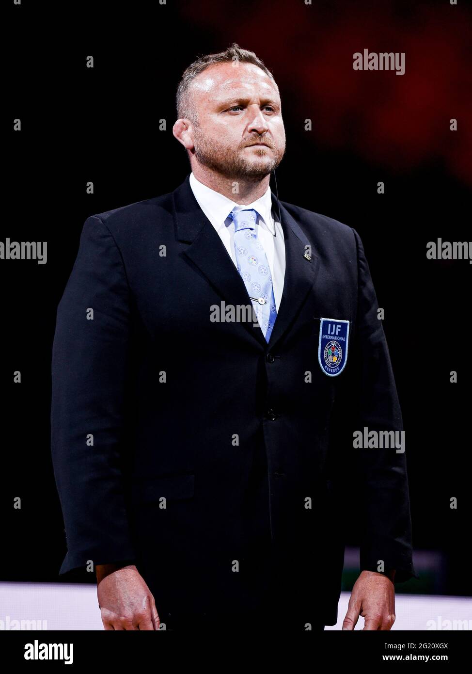 BUDAPEST, HUNGARY - JUNE 7: Referee Matthieu Bataille of France during ...
