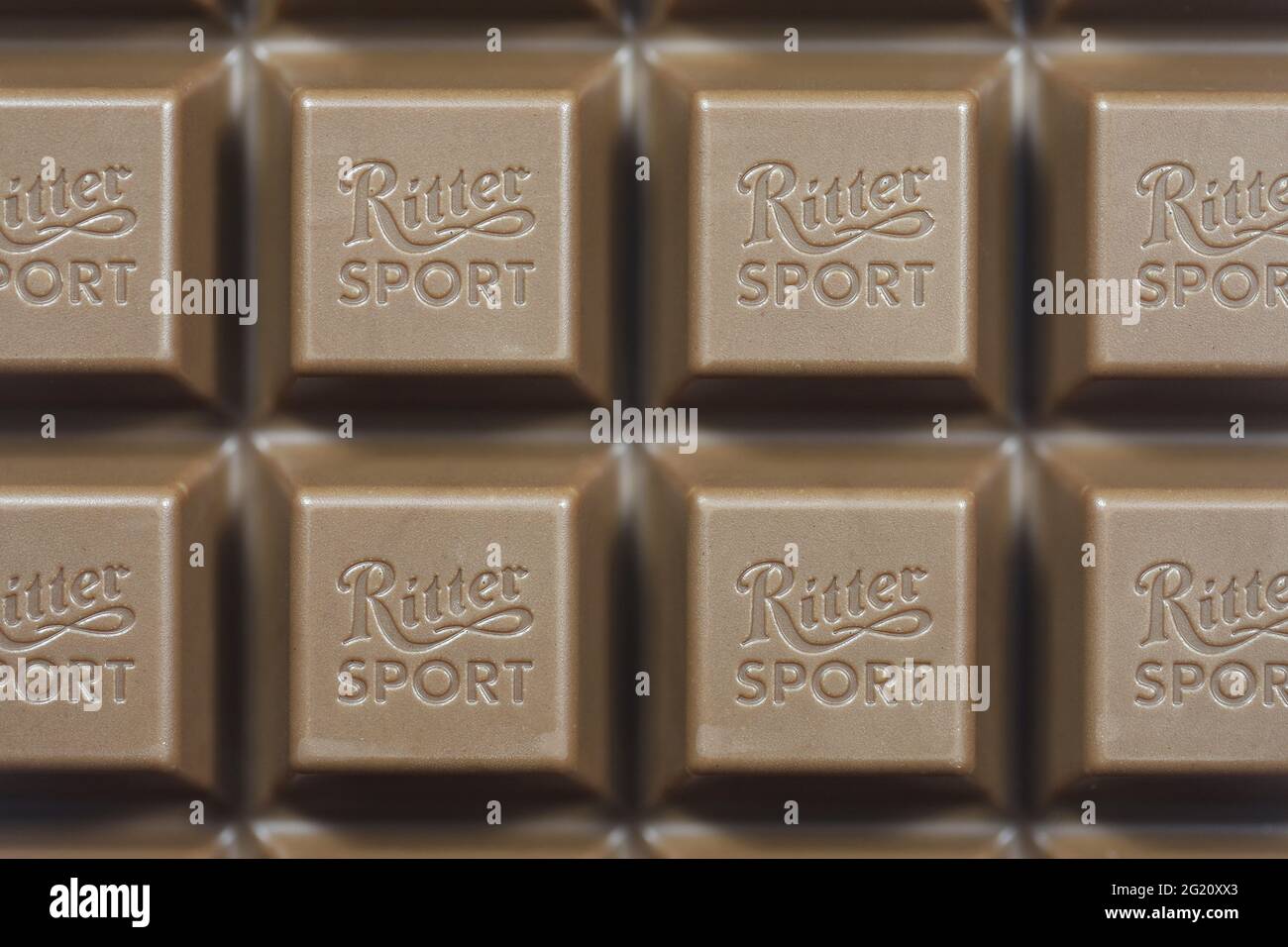 close up of Ritter Sport whole milk chocolate bar Stock Photo - Alamy
