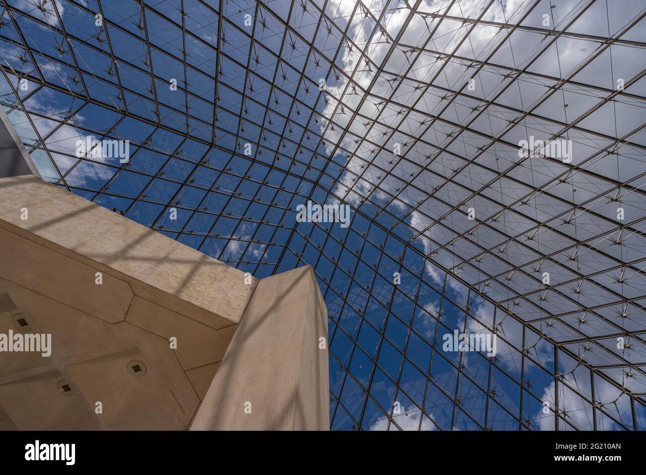 Paris, France - 21 05 2021: Louvre Museum. View of the inverted pyramid ...