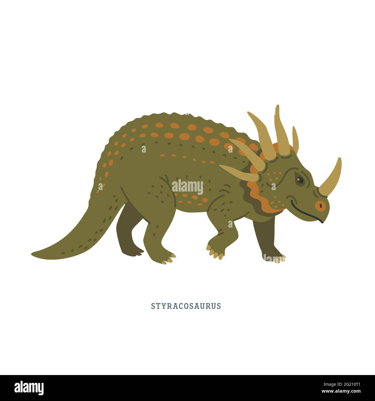 Styracosaurus dinosaur. Herbivorous ceratopsian dinosaur from the Cretaceous Period. Dino print ...