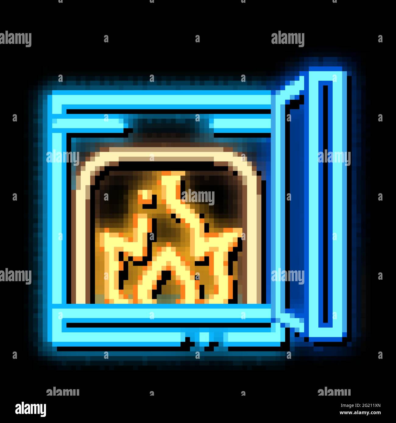 open fire in stove neon glow icon illustration Stock Vector Image & Art ...