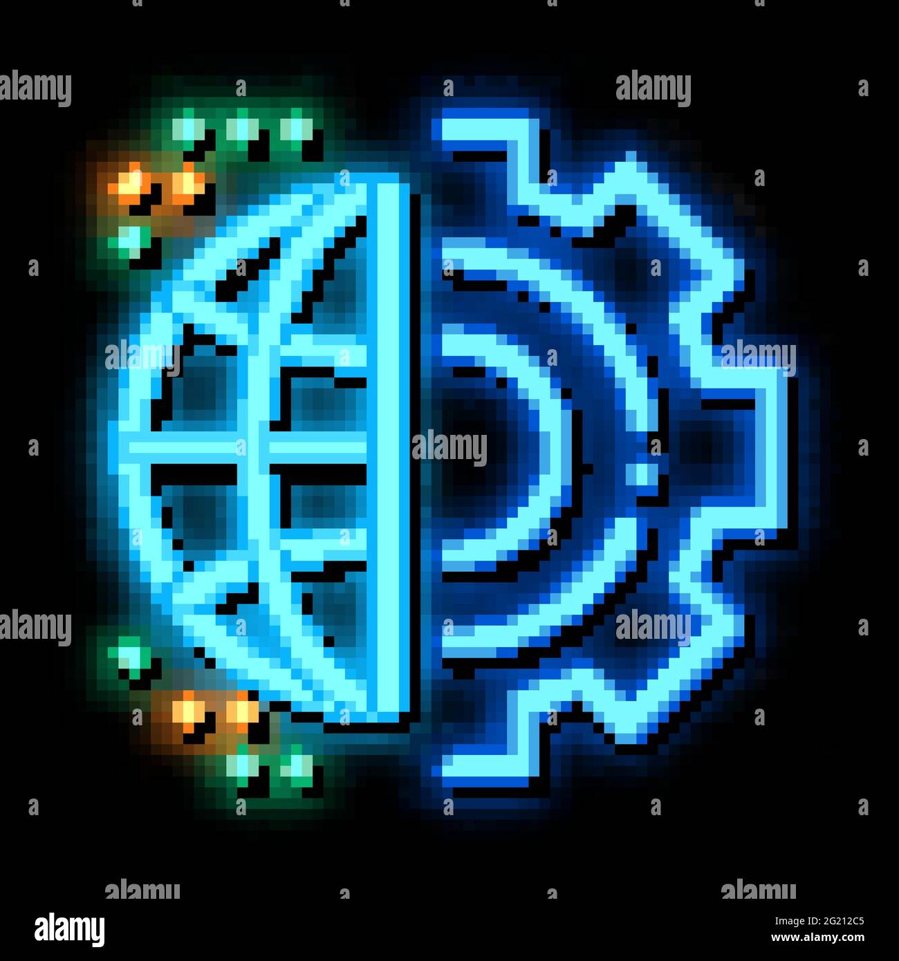 automated internet settings neon glow icon illustration Stock Vector ...
