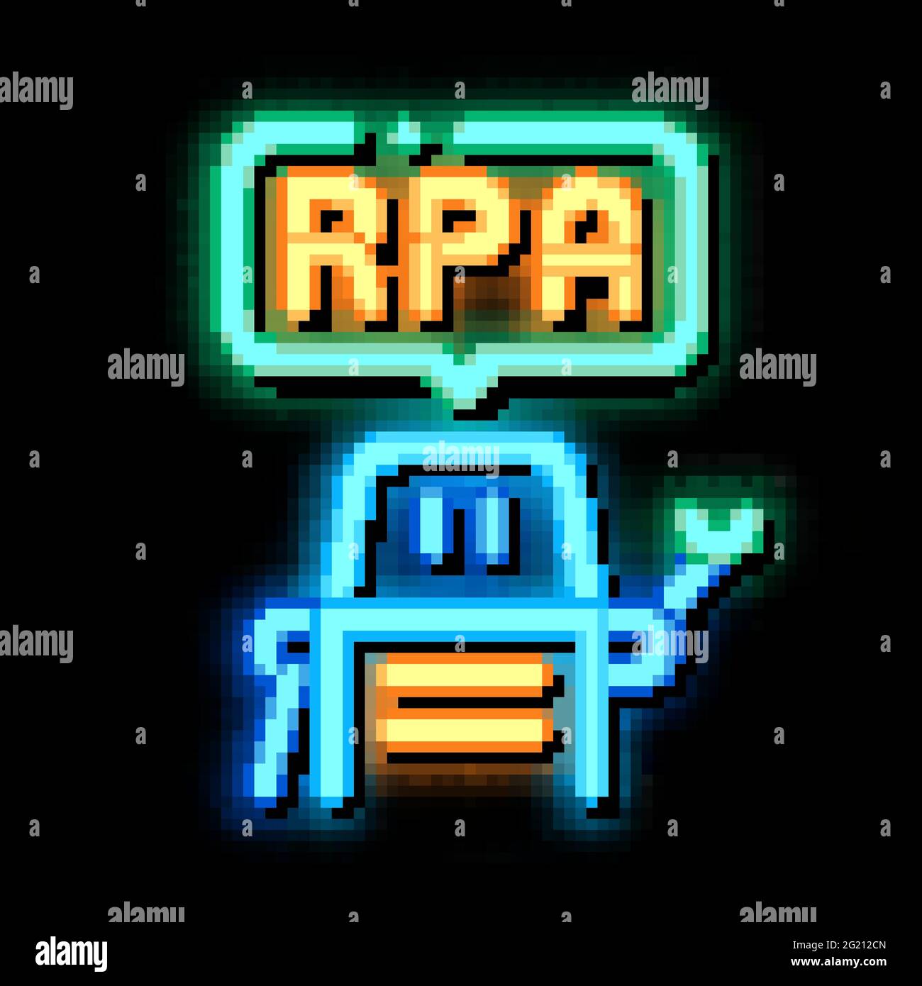 process automation robot neon glow icon illustration Stock Vector Image ...