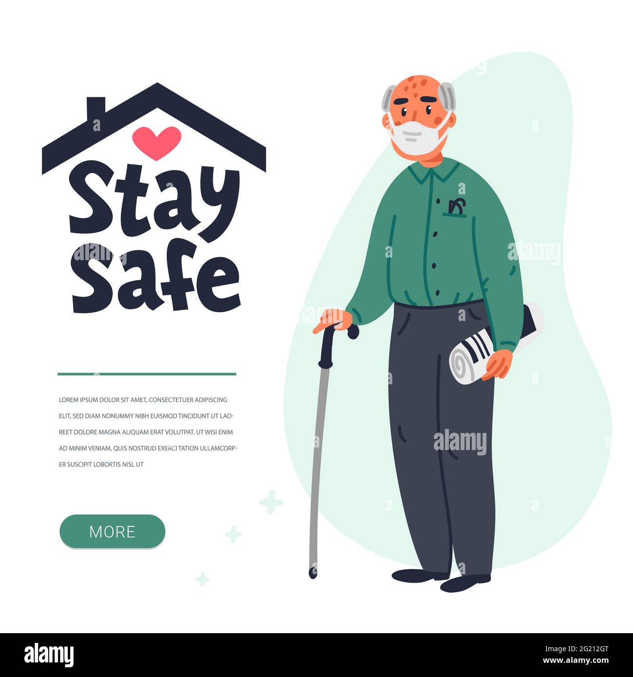 Senior patient protection, stay safe concept. Social poster with An ... Senior patient protection, stay safe concept. Social poster with An ...
