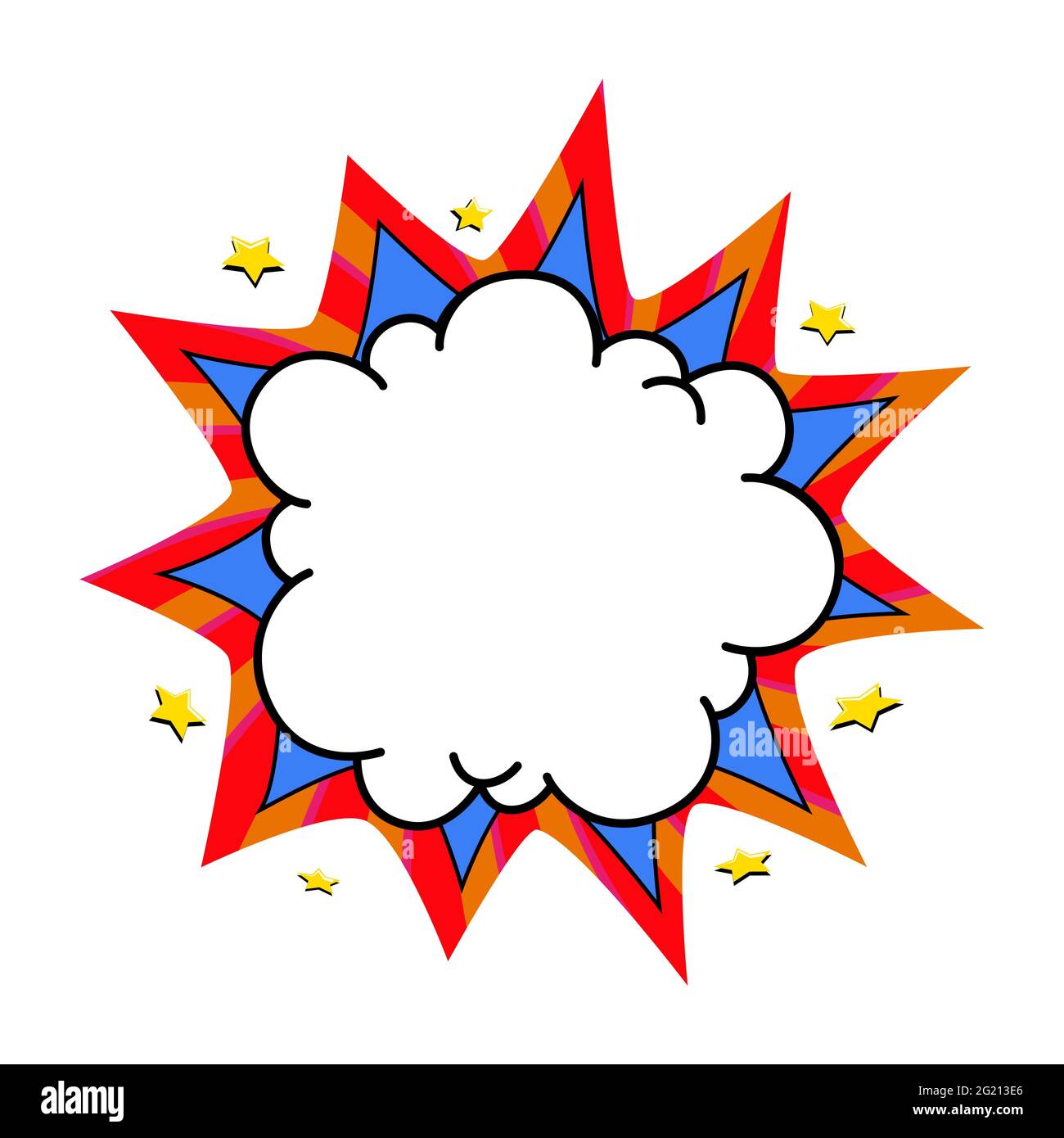 Comic boom balloon. Empty blue and red bang speech bubble in Pop Art ...