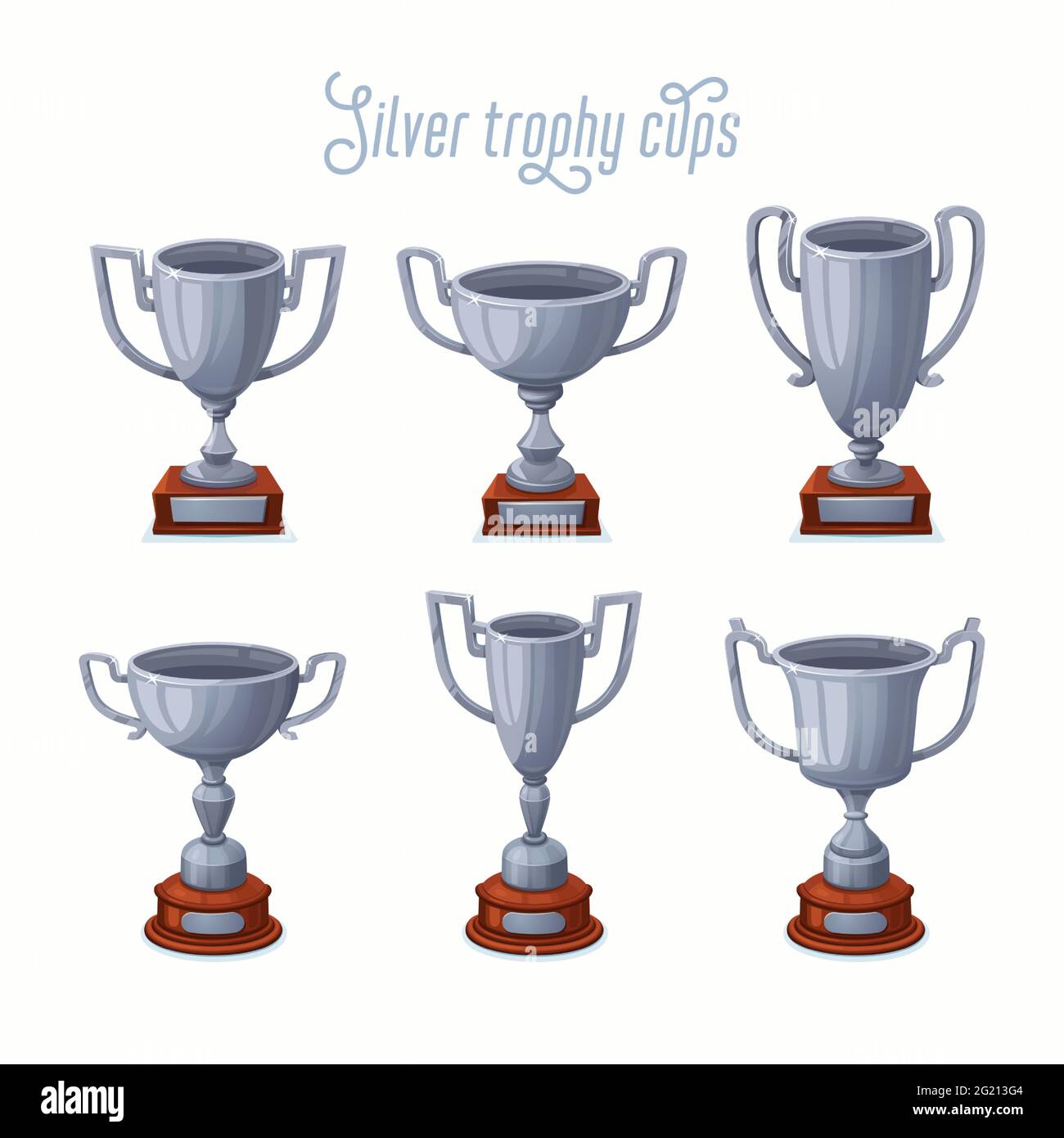 Silver trophy cups. Silver award cup set with different shapes - 2nd ...