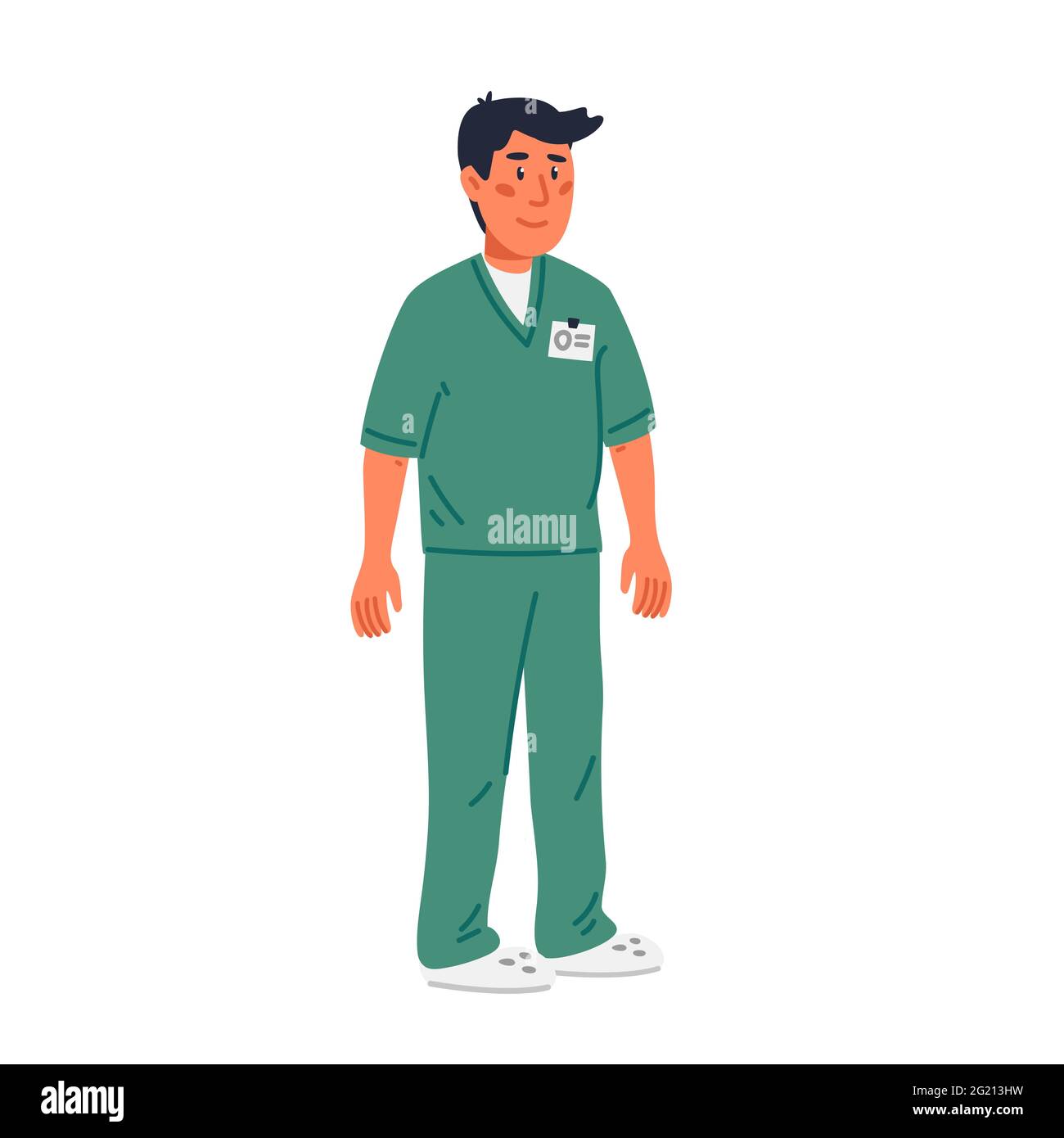 Nurse. Male nurse or ward assistant in green scrubs. Medical team in ...