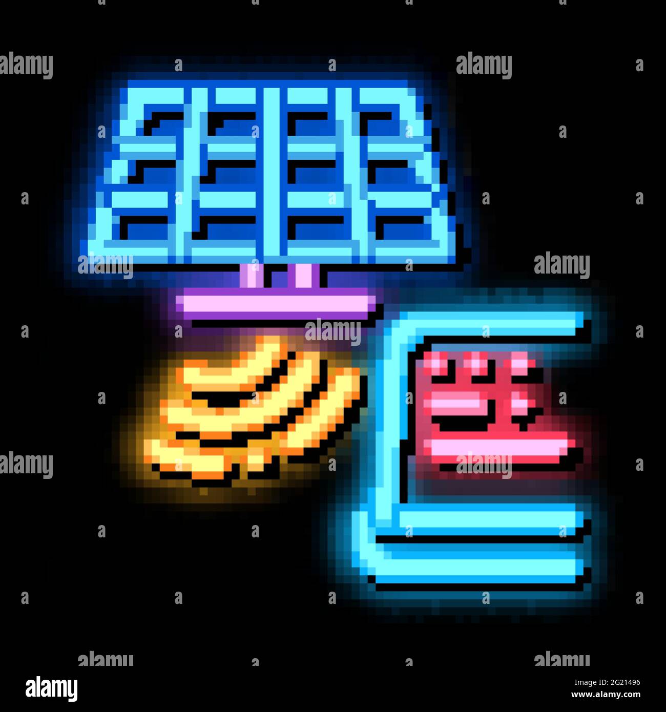 solar signal transmission to computer neon glow icon illustration Stock ...