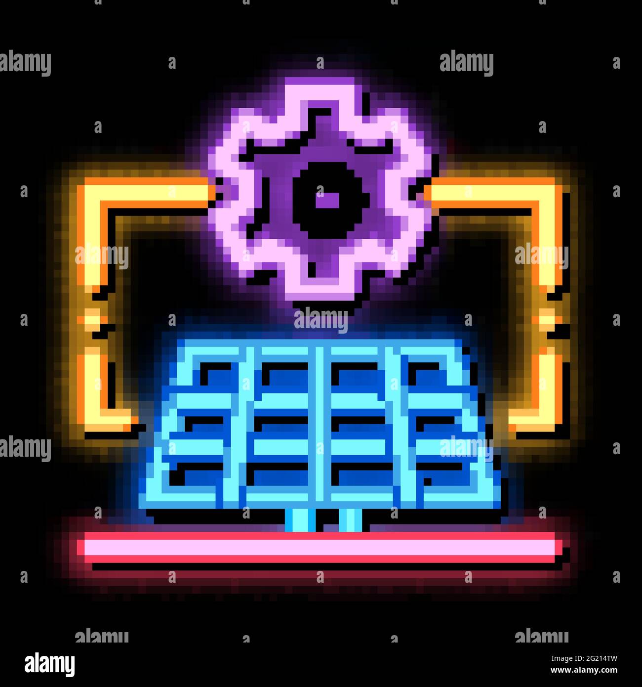 general solar setup neon glow icon illustration Stock Vector Image ...