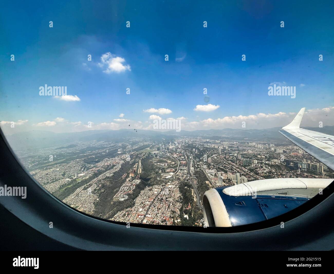 Aerial view of Mexico City in flight from Aero Mexico, AeroMexico ...