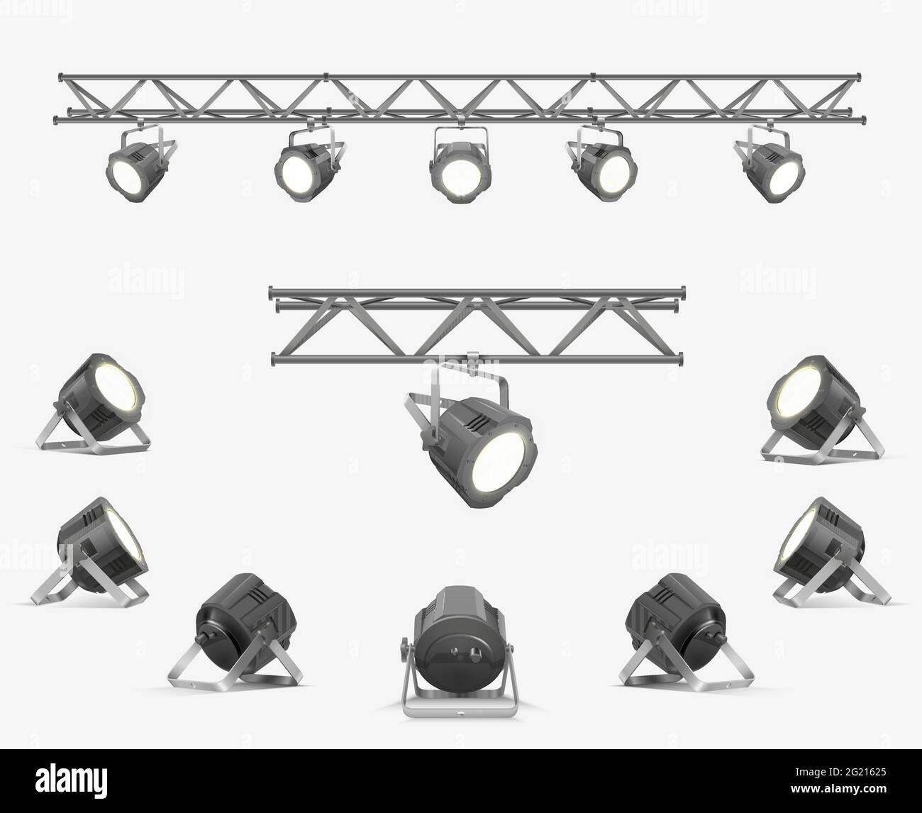 Lighting equipment set for an interview of a show contest or exhibition ...
