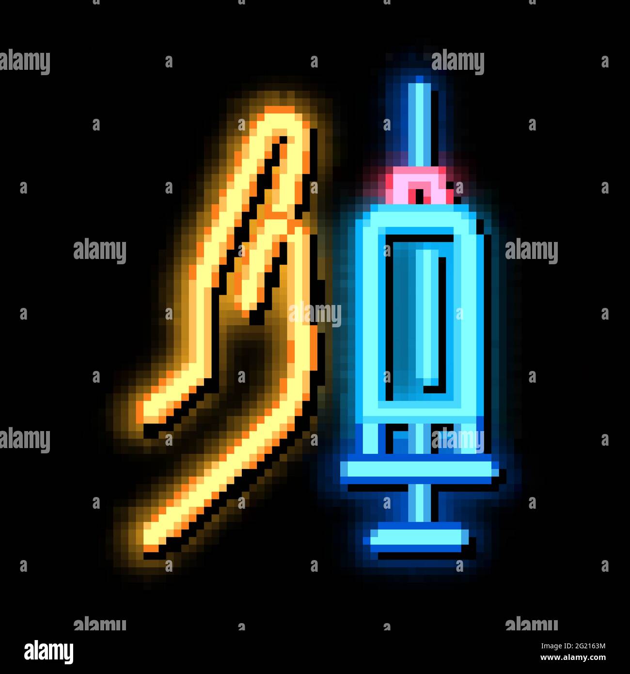 injection of syringe in hand neon glow icon illustration Stock Vector ...