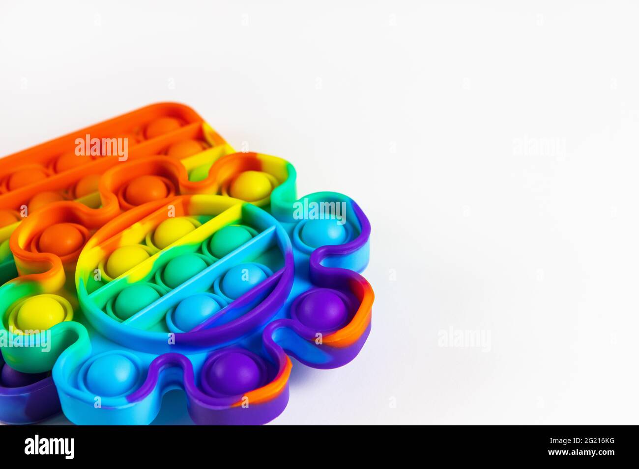 Anti-stress toys pop it, simple dimple, on white background, copy space ...