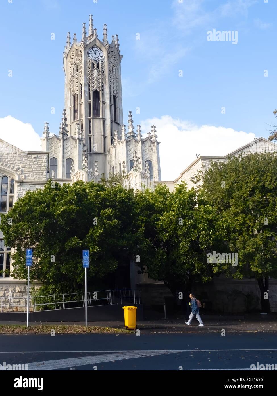 AUCKLAND, NEW ZEALAND - Jun 01, 2021: View of Auckland University Clock ...