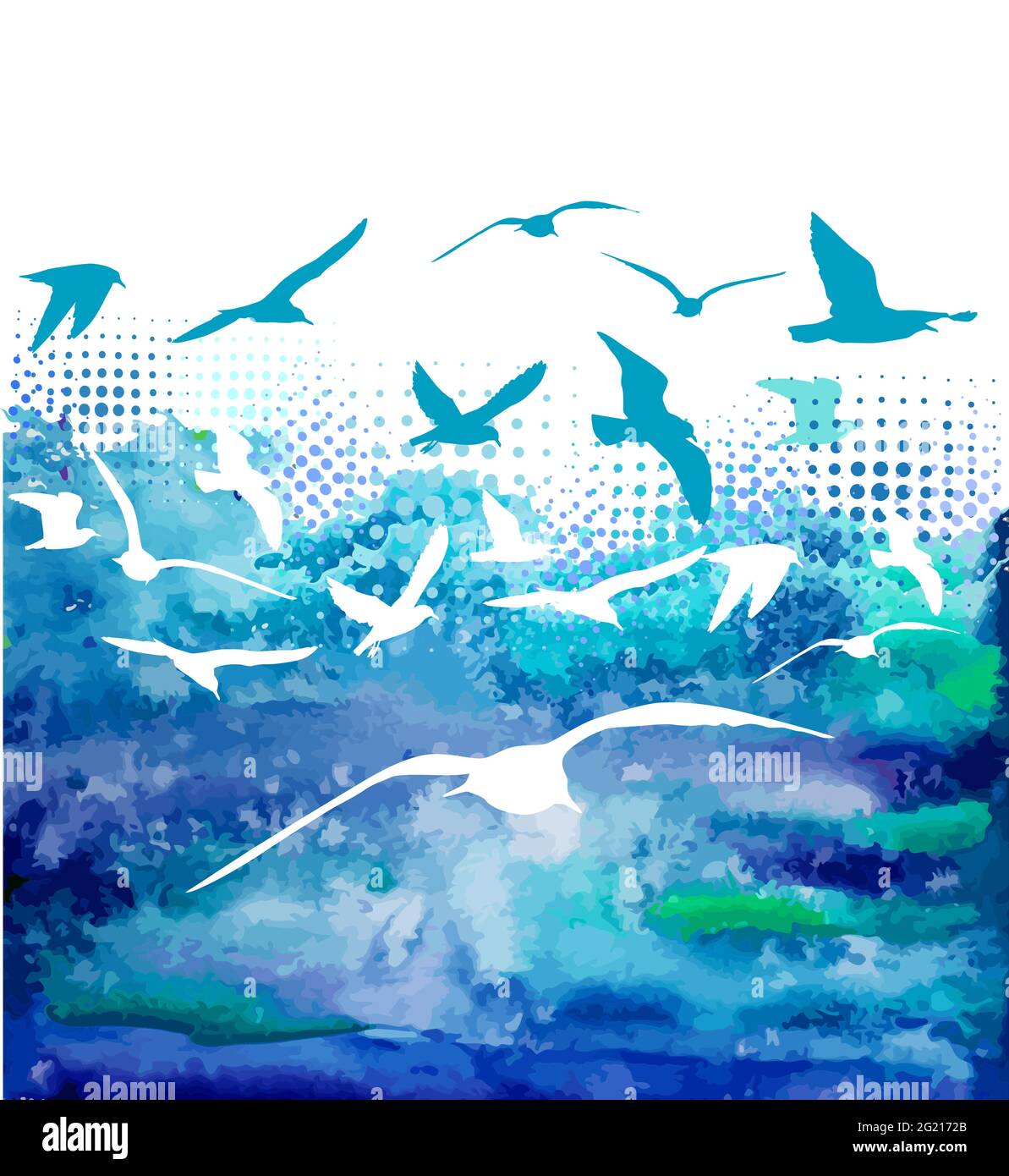 Abstraction of sea and seagulls. sea background . Vector illustration ...