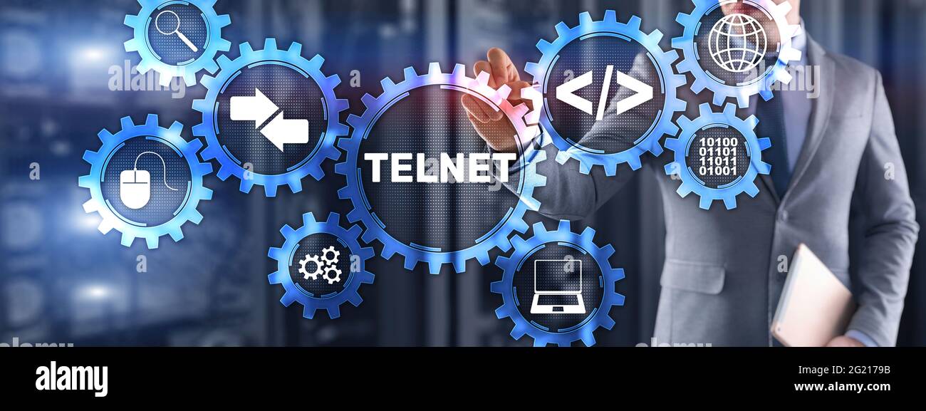 Telnet Virtual terminal client. Internet and Network concept Stock ...