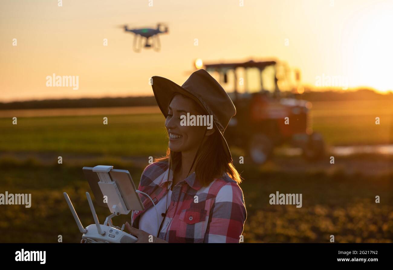 Woman drone control hi-res stock photography and images - Alamy