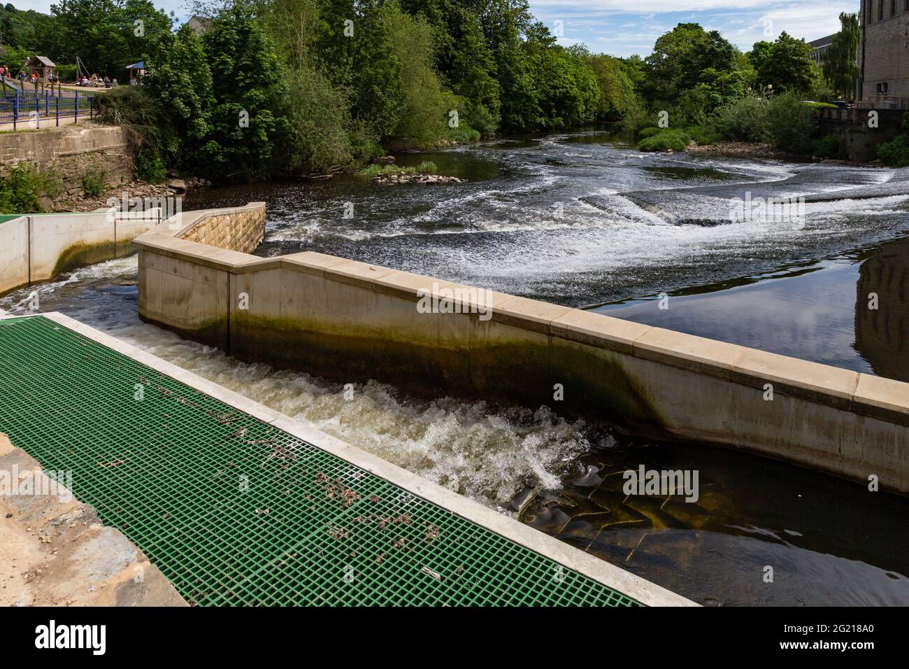 A Fish Pass at the side of the River Aire in Saltaire, Yorkshire ...
