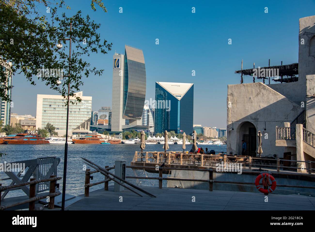 Dubai creek panorama from Al Seef tourist area Stock Photo - Alamy