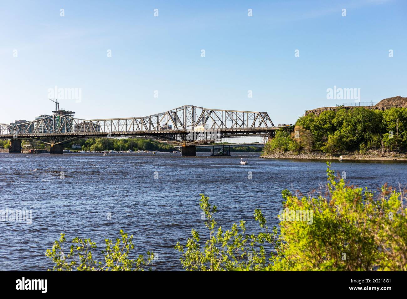 Canada, Ottawa - May 23, 2021: Panoramic view of Ottawa River and ...