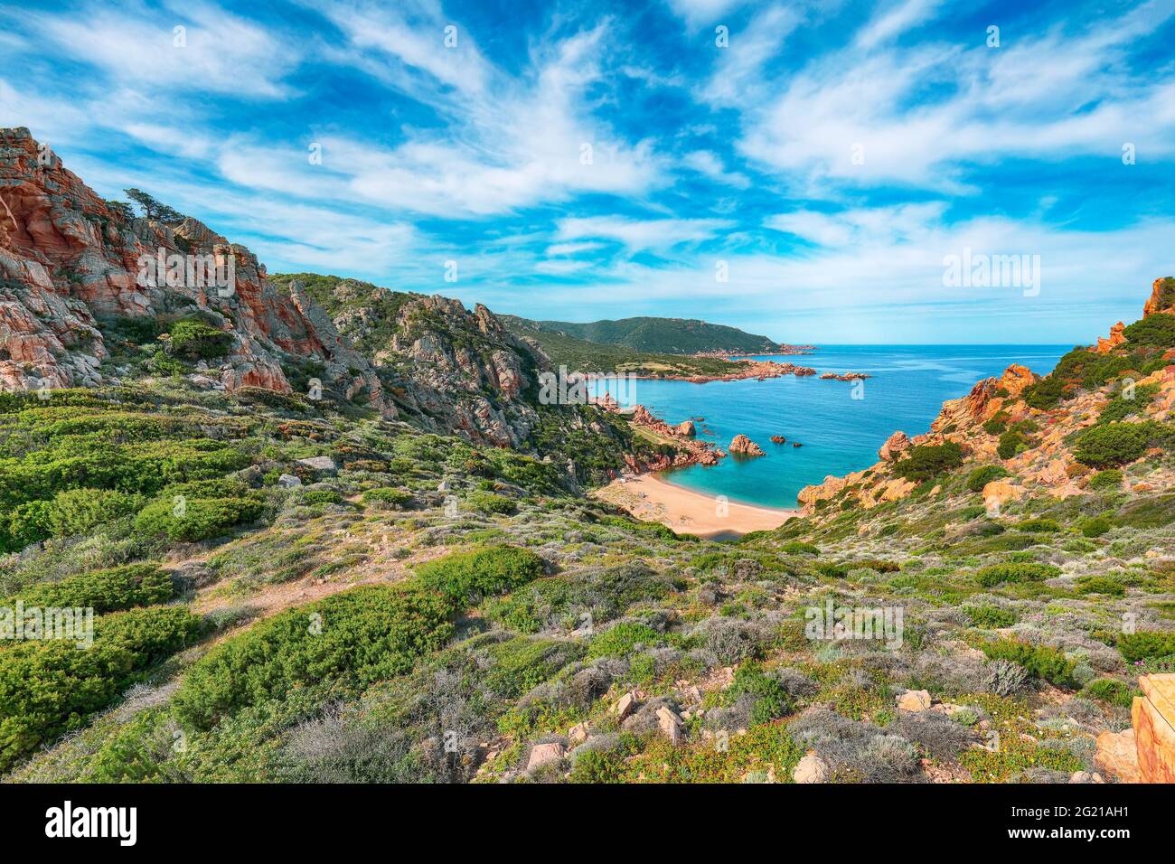 Breathtaking view of Li Cossi beach on Costa Paradiso resort ...