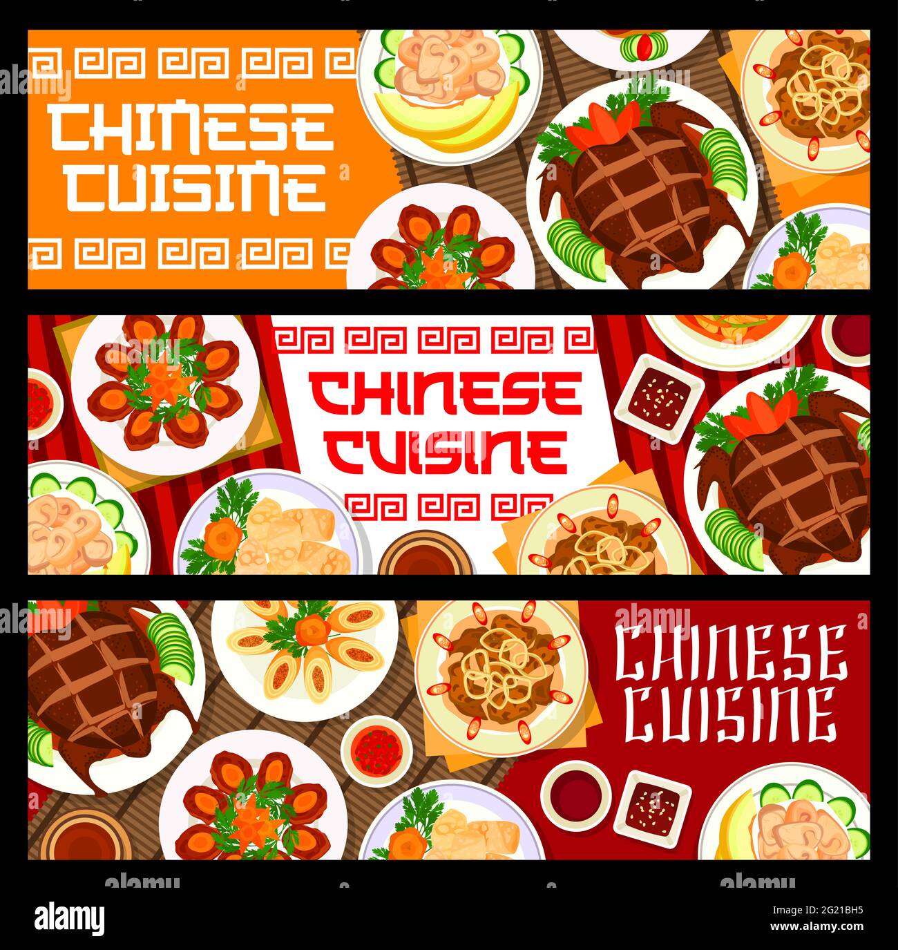 Chinese cuisine food, restaurant banners or Asian menu dishes, vector ...