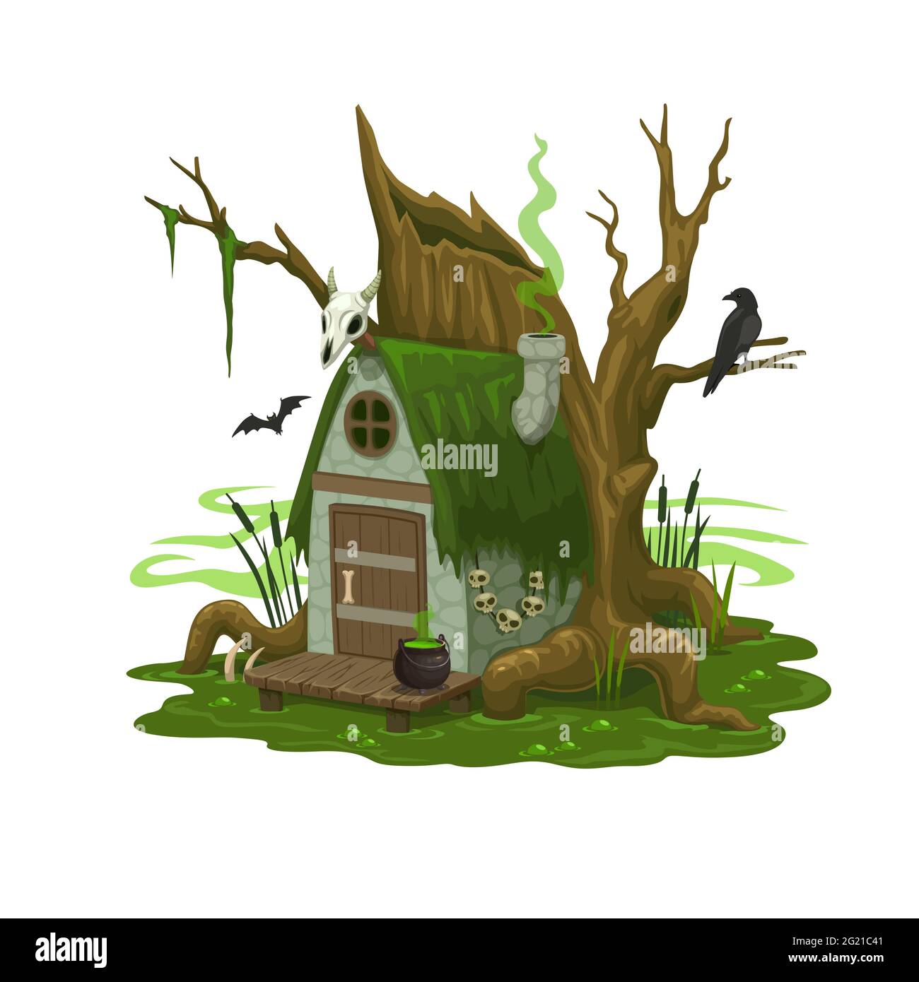 Fairy swamp house or dwelling of wizard or evil. Cartoon vector ...
