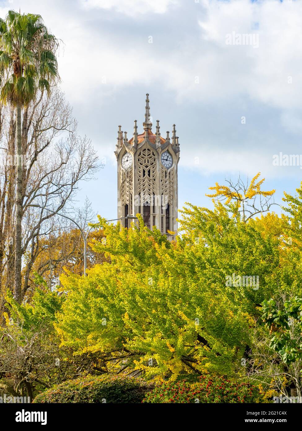 AUCKLAND, NEW ZEALAND - Jun 01, 2021: View of Auckland University Clock ...