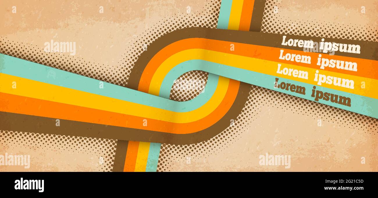 Retro poster template with paper grunge texture, pastel colors lines ...