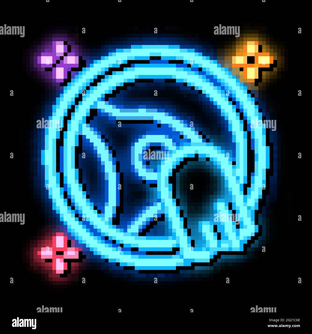 steering wheel cleaning neon glow icon illustration Stock Vector Image ...