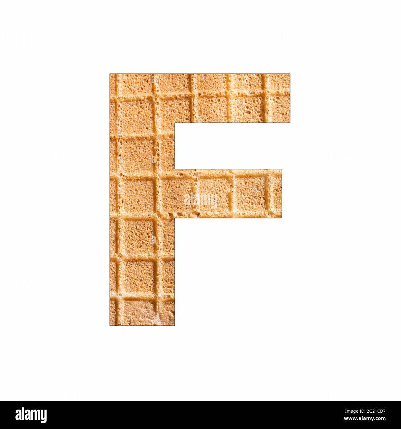 Uppercase Alphabet Letter F - Wafer close-up texture Stock Photo - Alamy