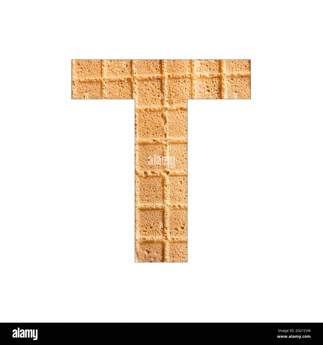 Alphabet Letter T - Wafer close-up texture Stock Photo - Alamy