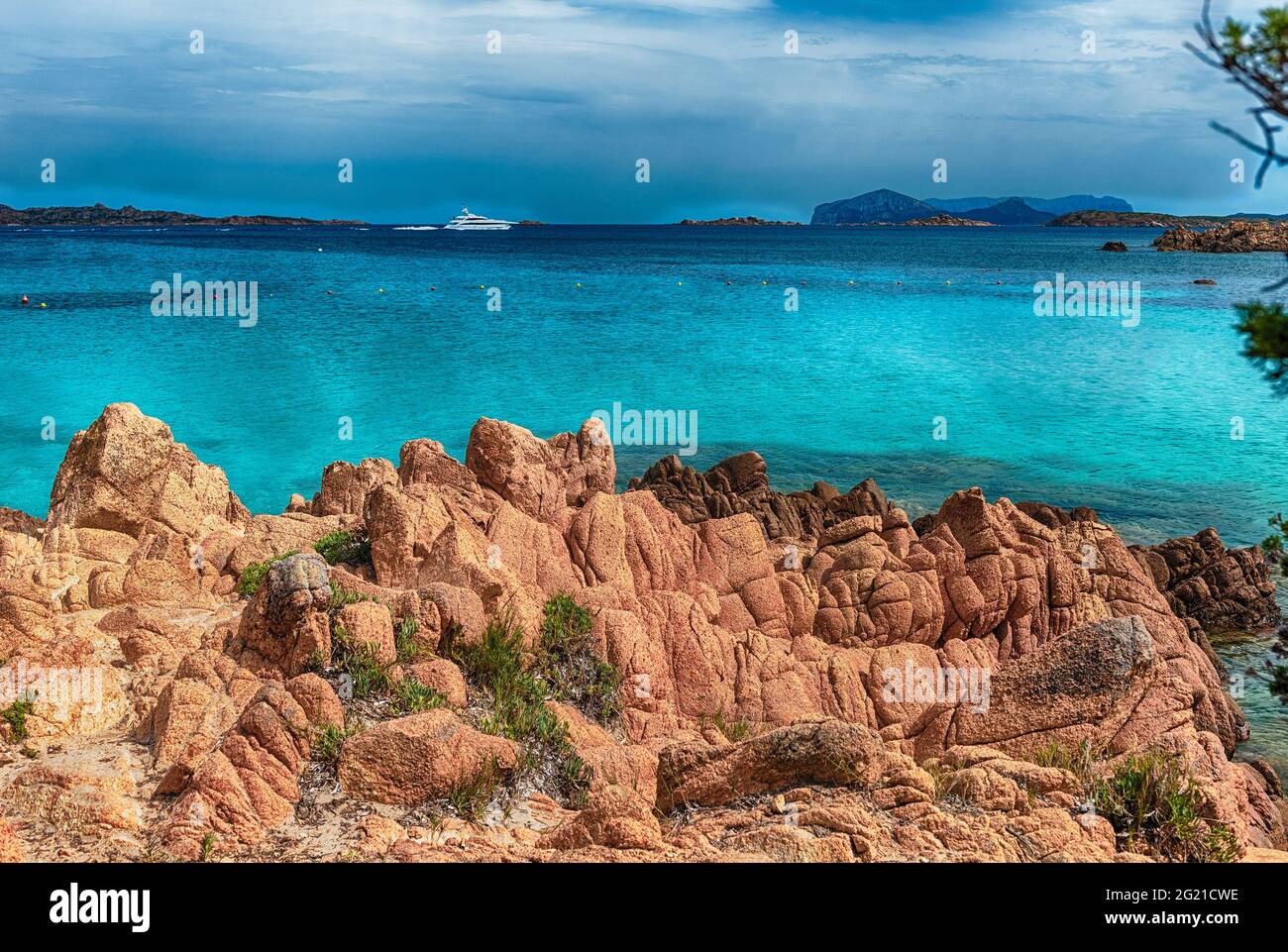 View of the iconic Spiaggia del Principe, one of the most beautiful ...