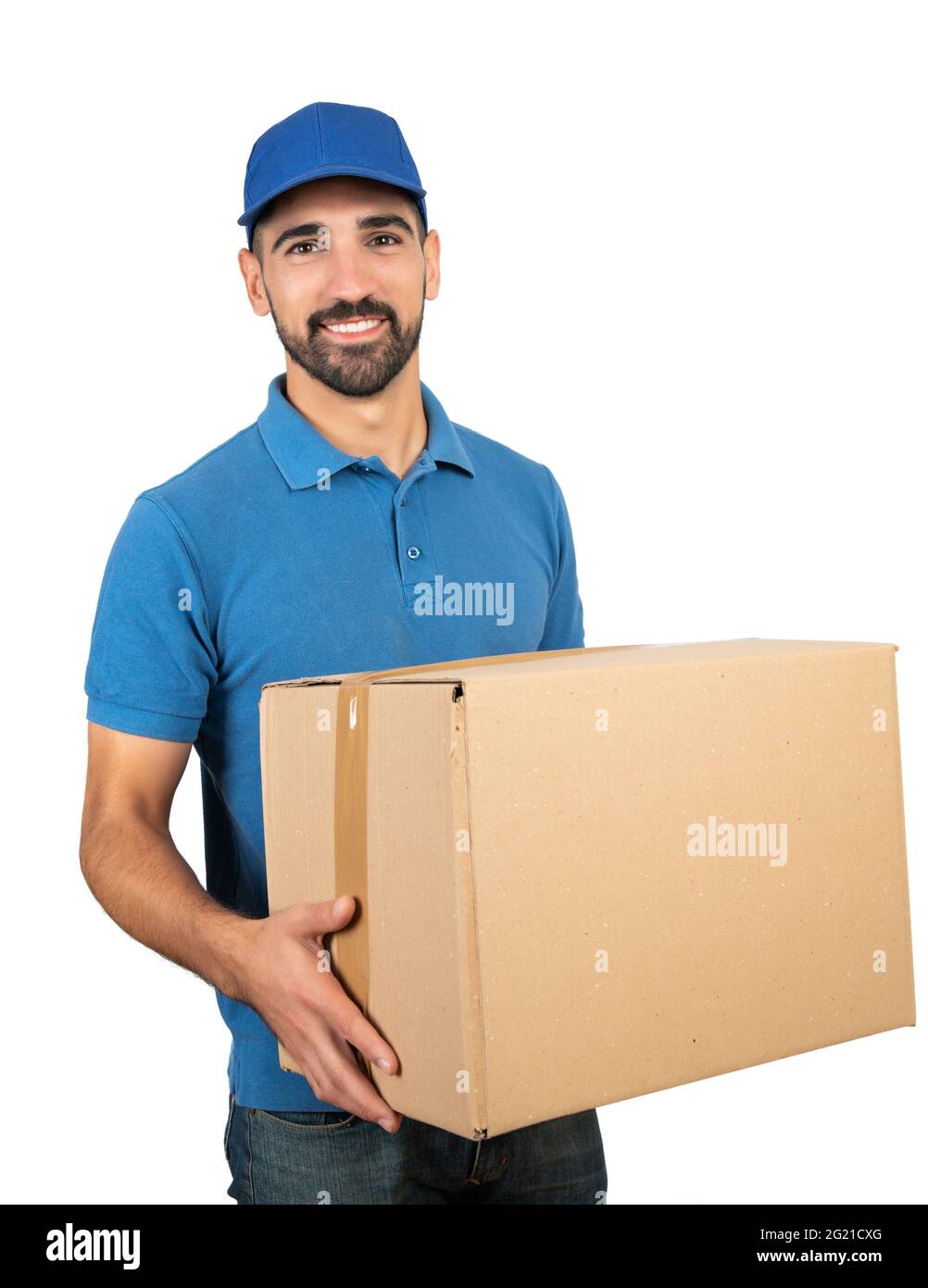 Delivery service man cardboard boxes hi-res stock photography and ...