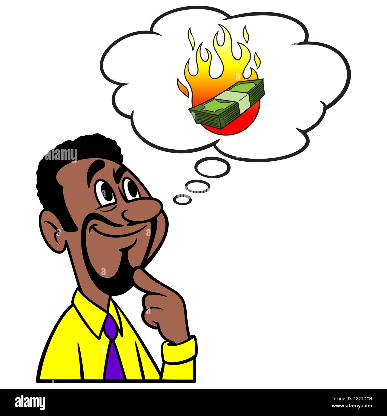 Man thinking about Financial Crisis - A cartoon illustration of a man ...