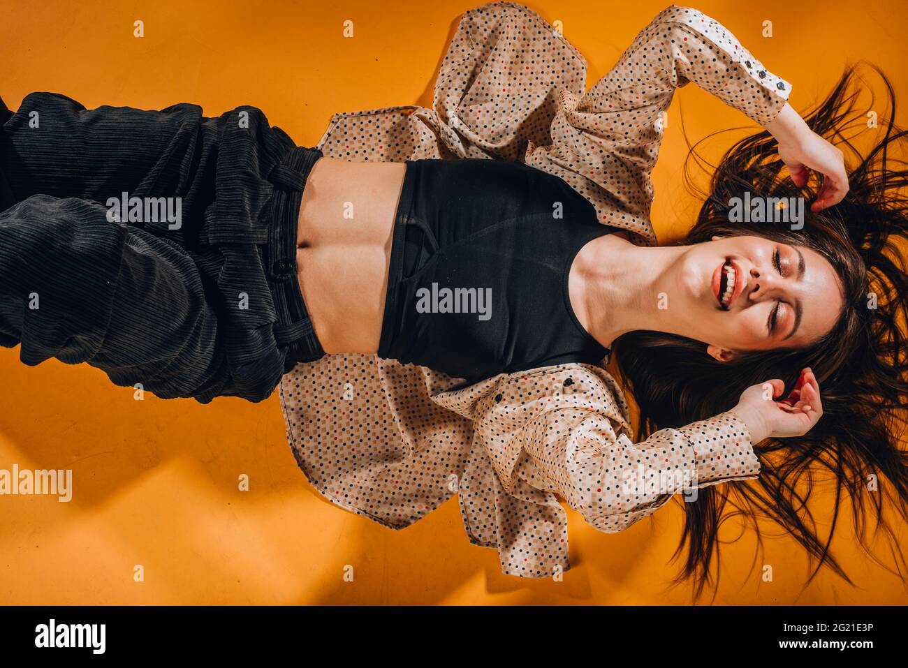 Female dance dancer exercising poses during a dance practice Stock ...