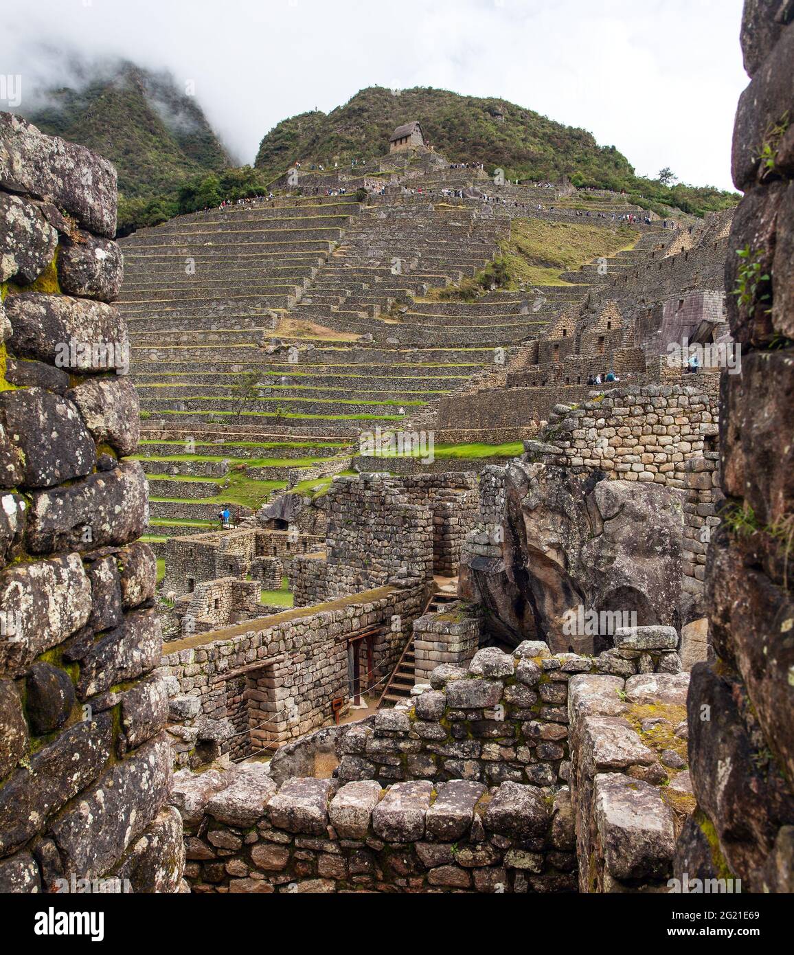 Machu Picchu, panoramic view of peruvian incan town, unesco world ...