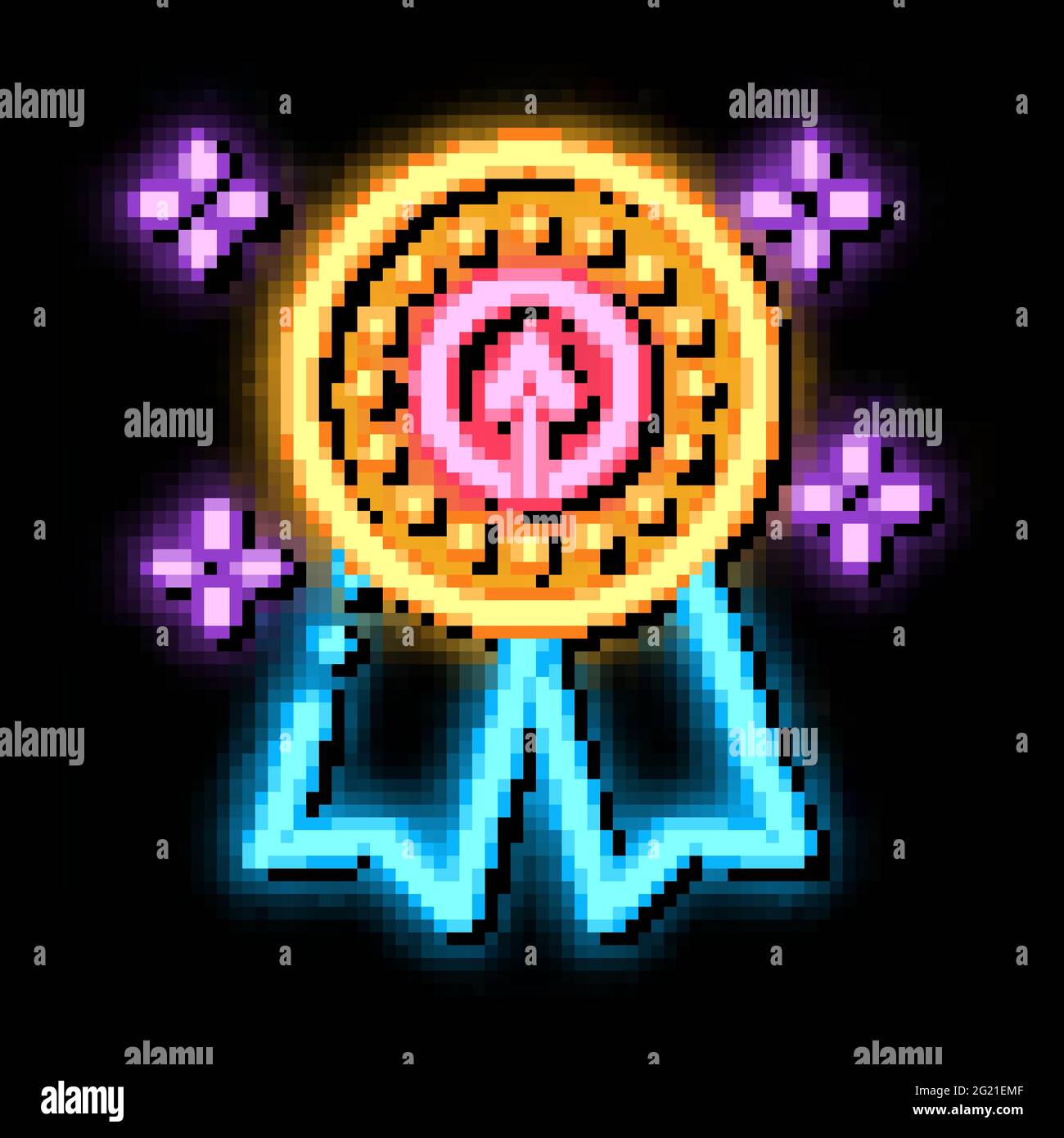 achievement medal neon glow icon illustration Stock Vector Image & Art ...